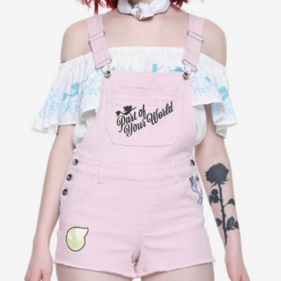 Disney | Shorts | Disney Little Mermaid Aerial Pink Shortalls | Poshmark
